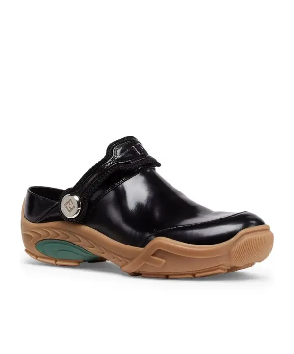 Fendi Leather Slip-on Clogs With Ff Detail