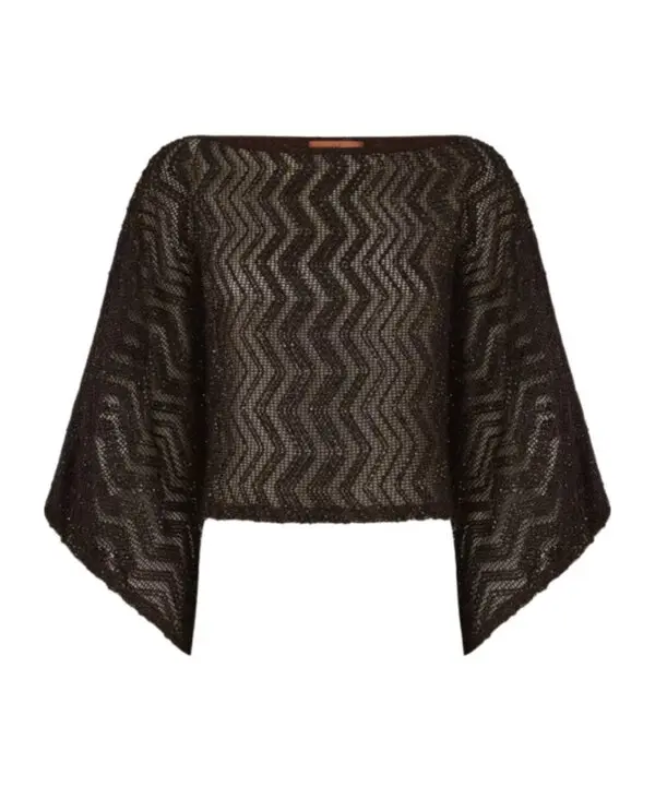 Missoni Zigzag Mesh Knit Top With Sequins