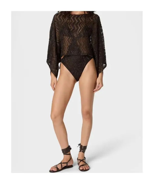 Missoni Zigzag Mesh Knit Top With Sequins