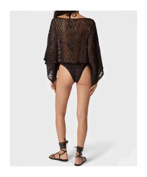 Missoni Zigzag Mesh Knit Top With Sequins