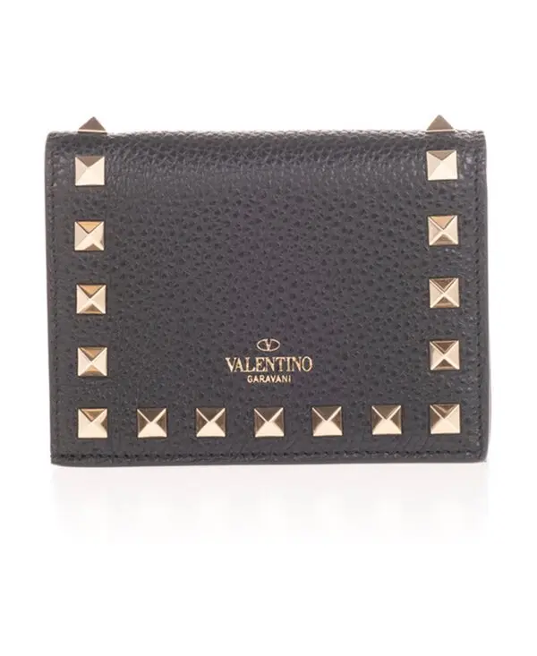 Valentino Garavani Rockstud Foldover Top Wallet - Black