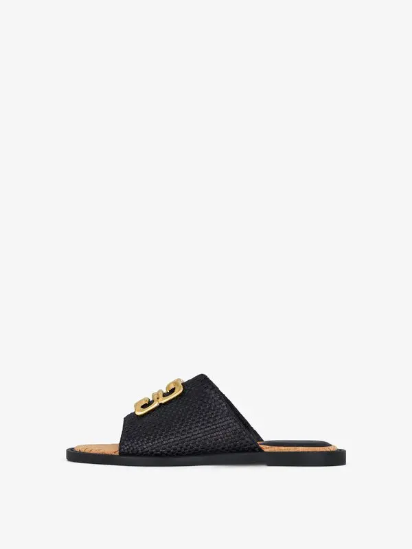 Givenchy 4g Liquid Flat Mules In Raffia