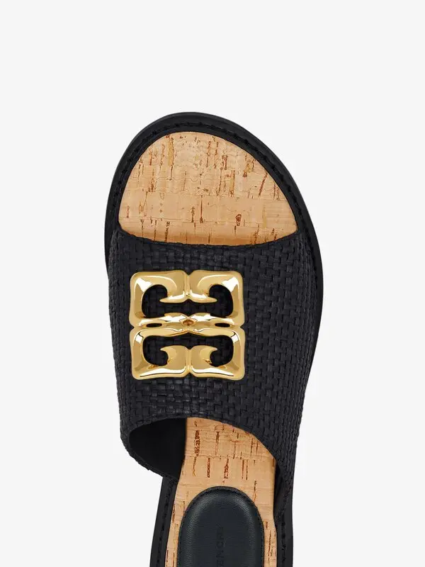 Givenchy 4g Liquid Flat Mules In Raffia