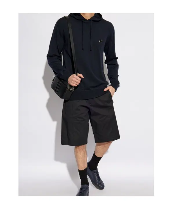 Dolce & Gabbana Dolce Gabbana Logo Plaque Drawstring Hoodie - Black