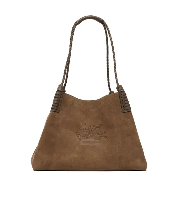 Etro Libra Braided-handle Suede Tote Bag - Green