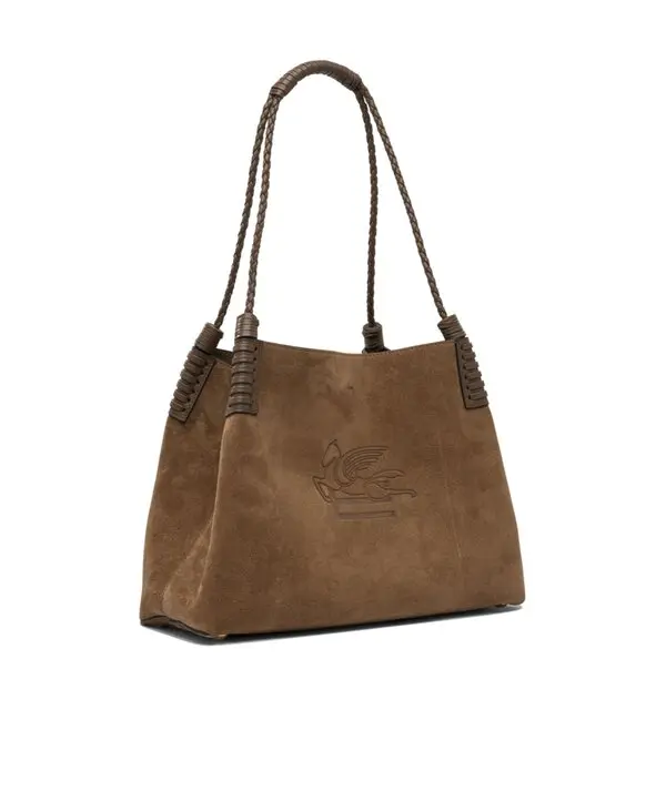 Etro Libra Braided-handle Suede Tote Bag - Green