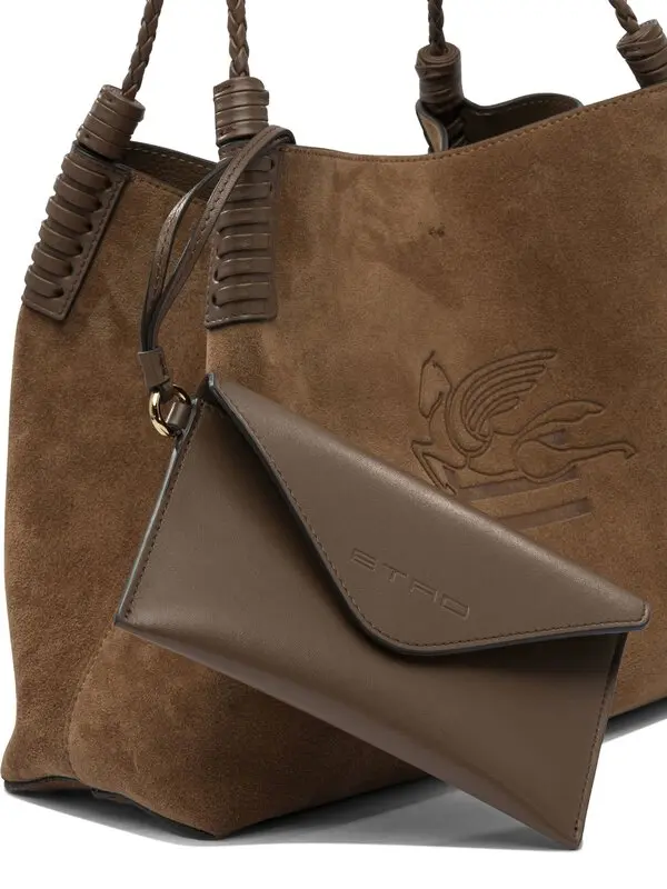 Etro Libra Braided-handle Suede Tote Bag - Green