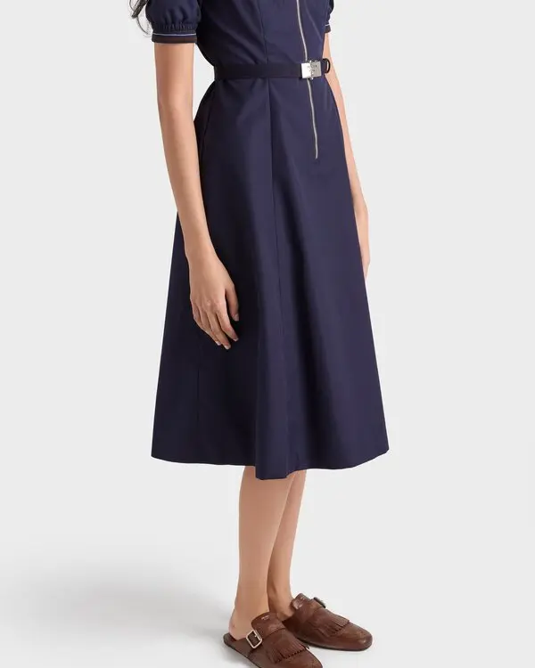 Prada Zip-up Belted Collared Dress