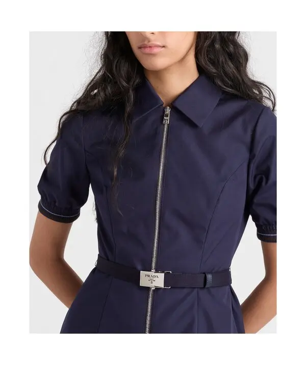 Prada Zip-up Belted Collared Dress