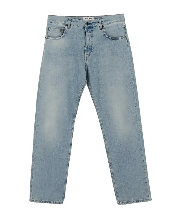 Miu Miu Logo Patch Straight-leg Jeans - Blue
