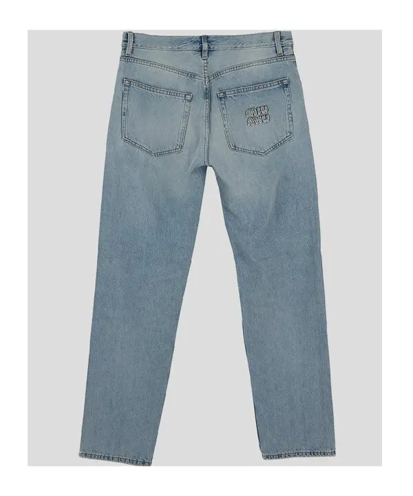 Miu Miu Logo Patch Straight-leg Jeans - Blue