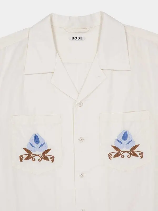 BODE Noveau Vine Embroidered Shirt - Cream