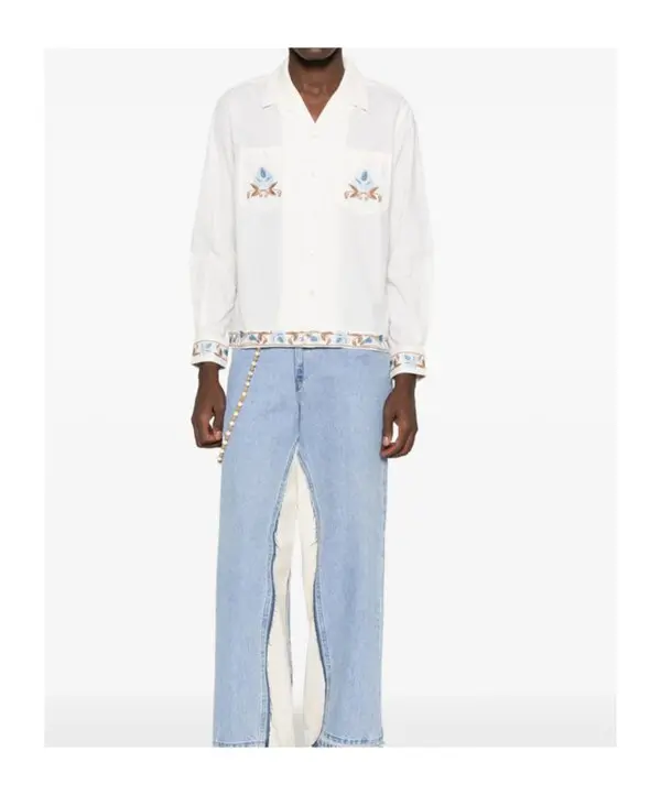 BODE Noveau Vine Embroidered Shirt - Cream