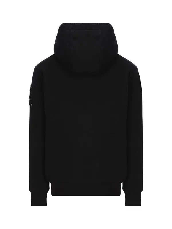 Moose Knuckles Logo Plaque Drawstring Zipped Hoodie - Black