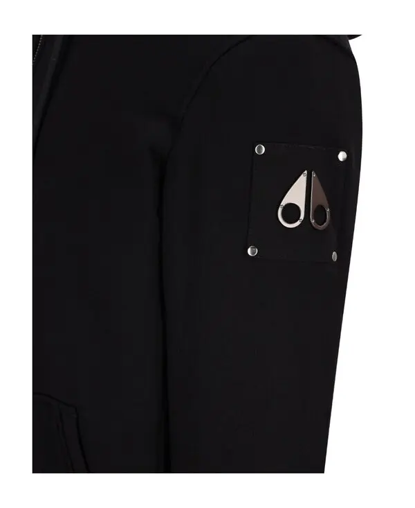 Moose Knuckles Logo Plaque Drawstring Zipped Hoodie - Black