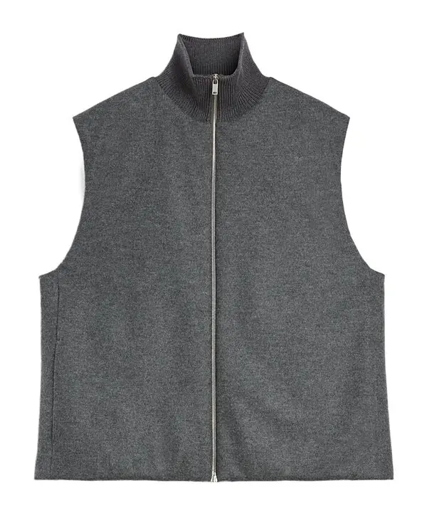 JIL SANDER Melton Padded Vest - Ash Grey