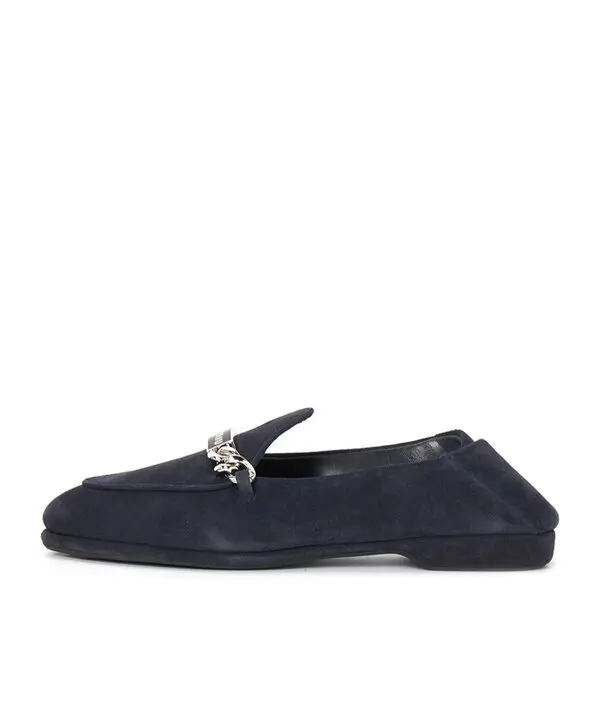 Miu Miu Round Toe Loafers With Chain Detail
