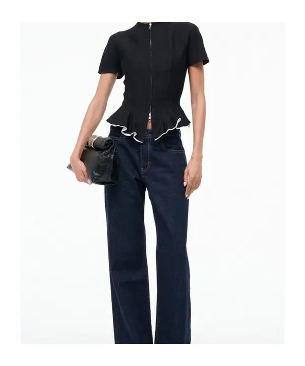 Staud Leather Zipped Clutch With Rolled Detail