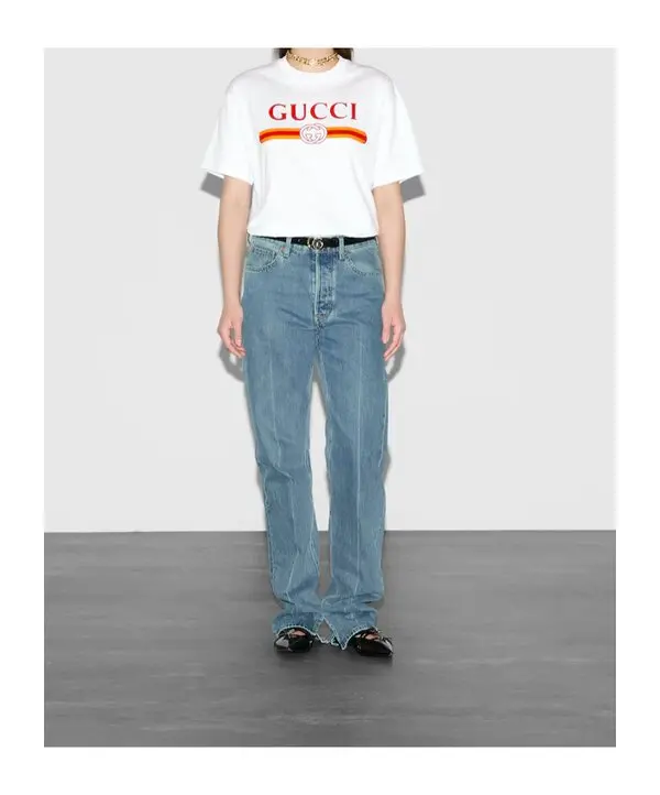 Gucci Logo Webbing Print Crewneck T-shirt - White