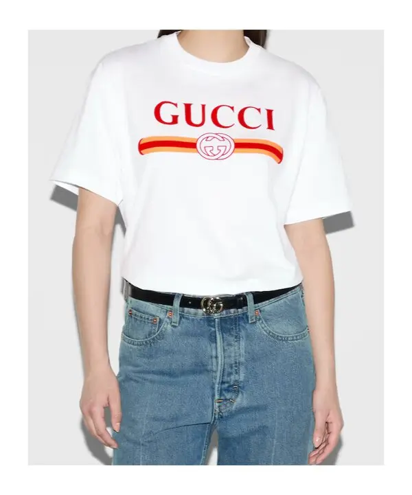 Gucci Logo Webbing Print Crewneck T-shirt - White