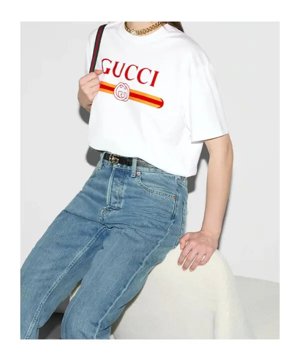 Gucci Logo Webbing Print Crewneck T-shirt - White
