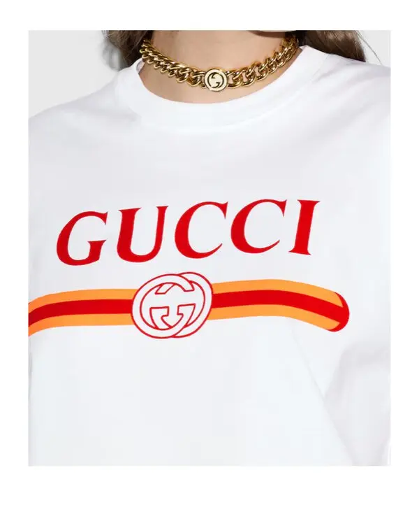 Gucci Logo Webbing Print Crewneck T-shirt - White