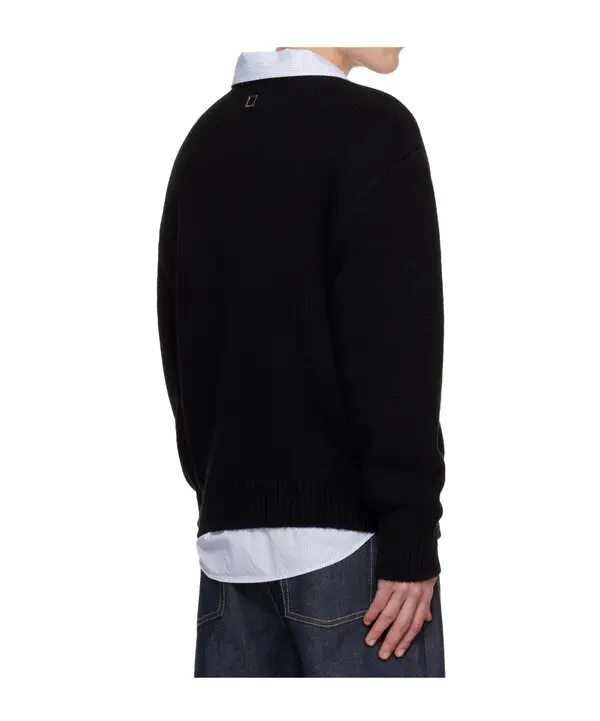 WOOYOUNGMI Crew Neck Sweater With Floral Appliqu