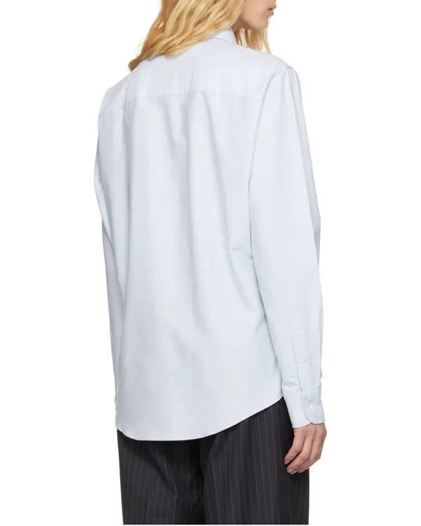 Ami Embroidered Button-down Shirt - Sky-blue