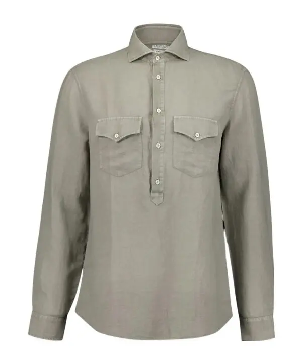 Brunello Cucinelli Spread-collar Long-sleeve Shirt