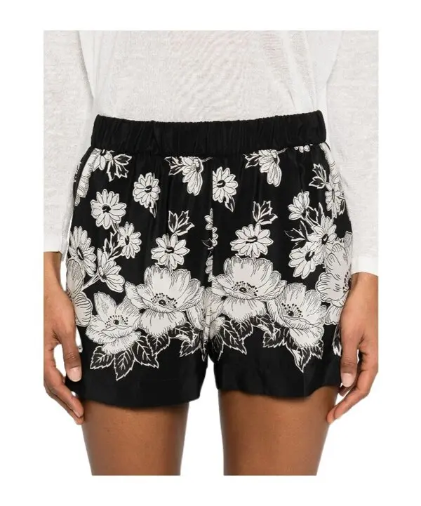 P.a.r.o.s.h Floral Print Elastic Waist Shorts