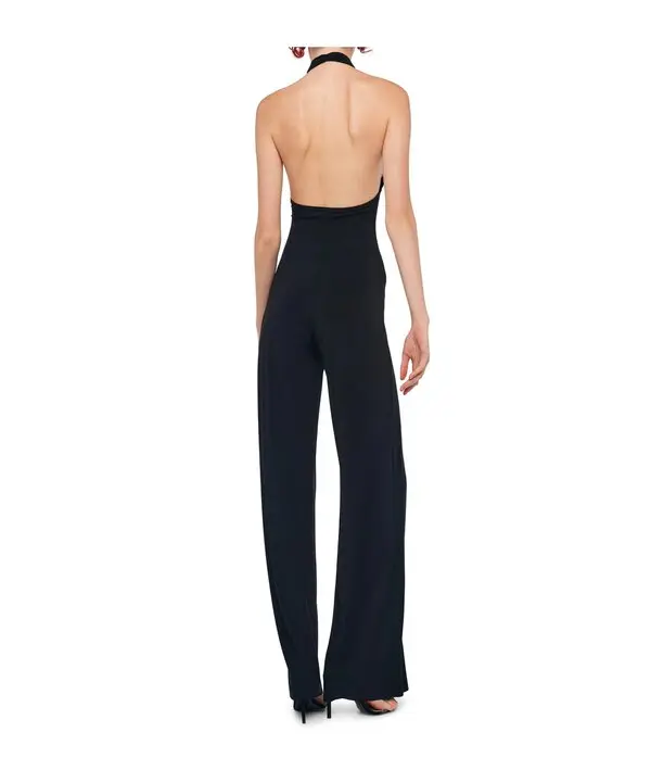Norma Kamali Cross Halter Straight-leg Jumpsuit