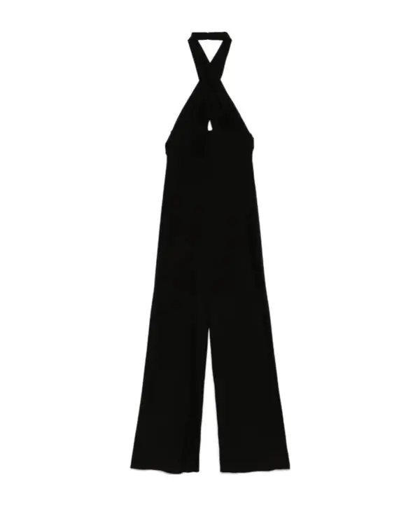 Norma Kamali Cross Halter Straight-leg Jumpsuit