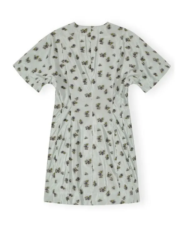 GANNI Floral Printed V-neck Mini Dress