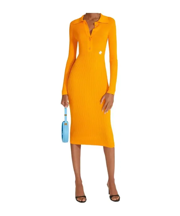 PATOU Knitted Midi Dress With Polo Collar And Embroidered Logo