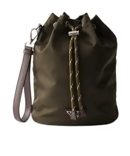 Prada Speedrock Re-nylon And Leather Pouch - Camouflage Green