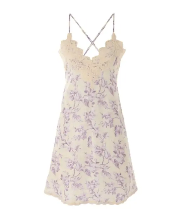 Zimmermann Floral Lace Trimmed V-neck Mini Slip Dress