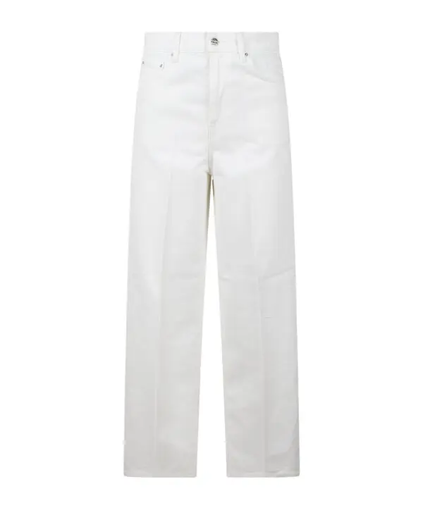 TOTEME Logo Patch Wide Leg Jeans - White