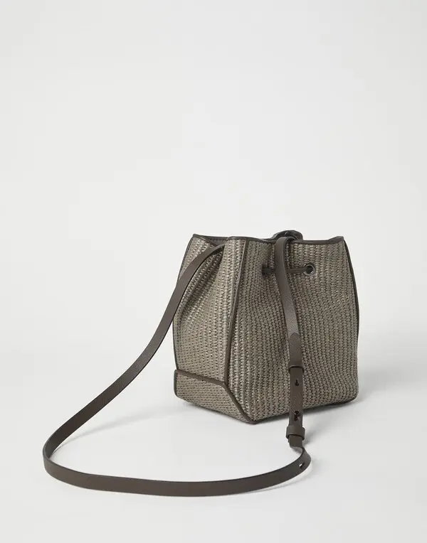 Brunello Cucinelli Monili Embellished Raffia Bucket Bag