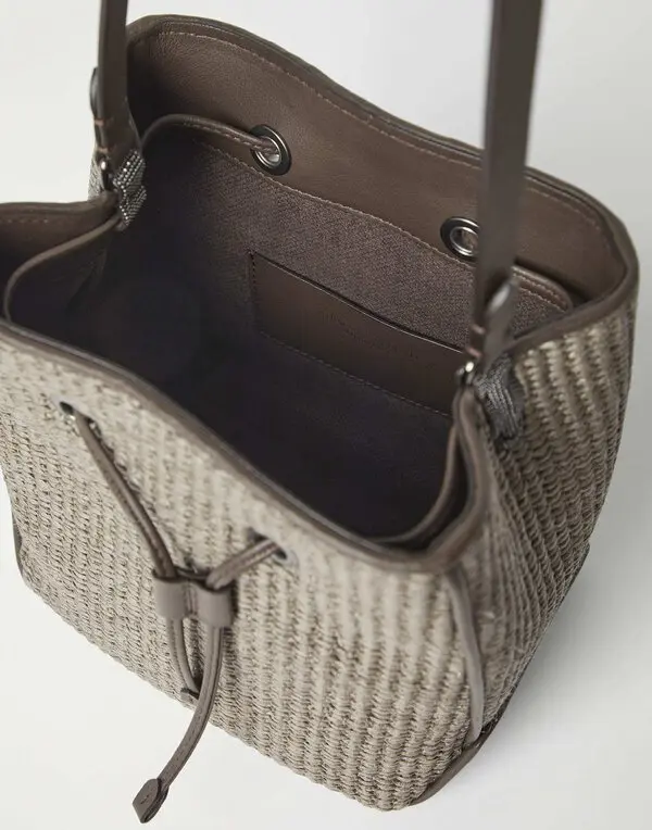 Brunello Cucinelli Monili Embellished Raffia Bucket Bag