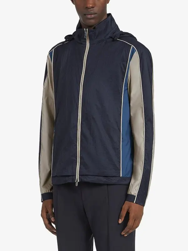 Zegna Panelled Zip-up Hooded Jacket