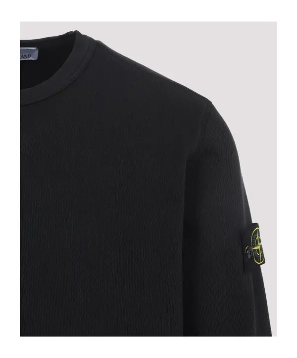 Stone Island Logo Patch Crewneck Sweatshirt - Black
