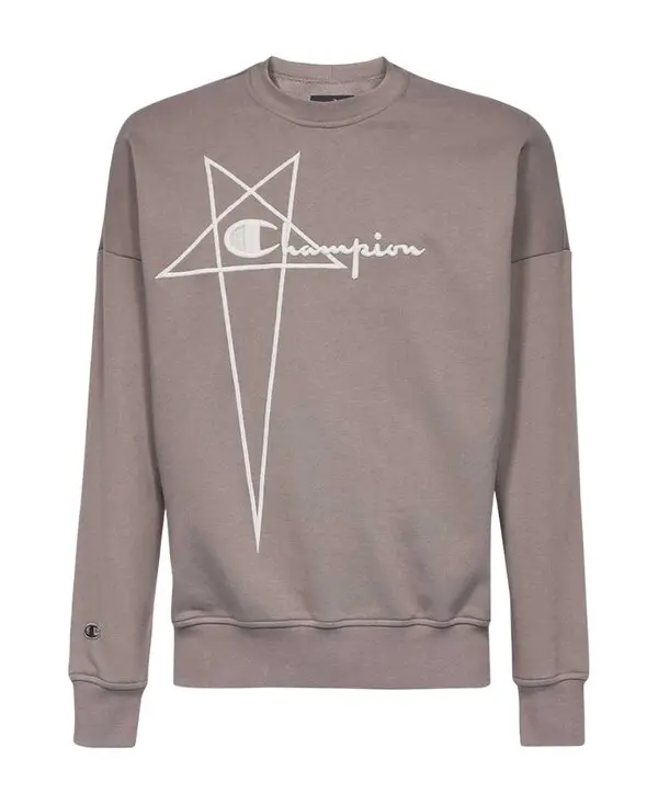 Rick Owens Champion Embroidered Logo Organic Cotton Jumper - Gray