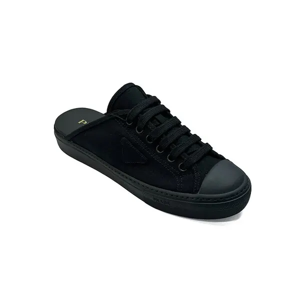 Prada Round Toe Lace-up Mules