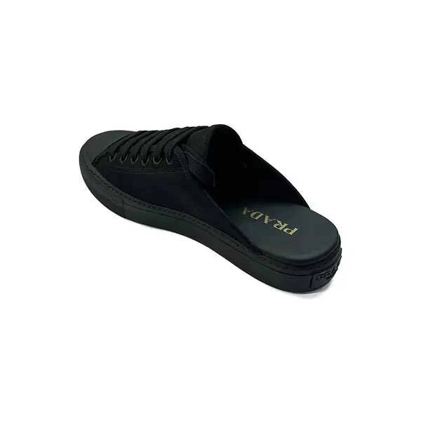 Prada Round Toe Lace-up Mules