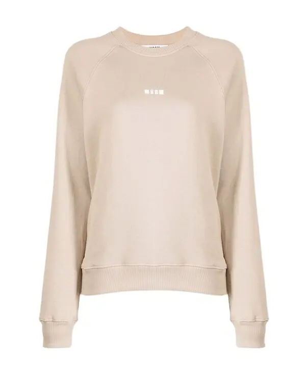 MSGM Logo Print Round Neck Sweater