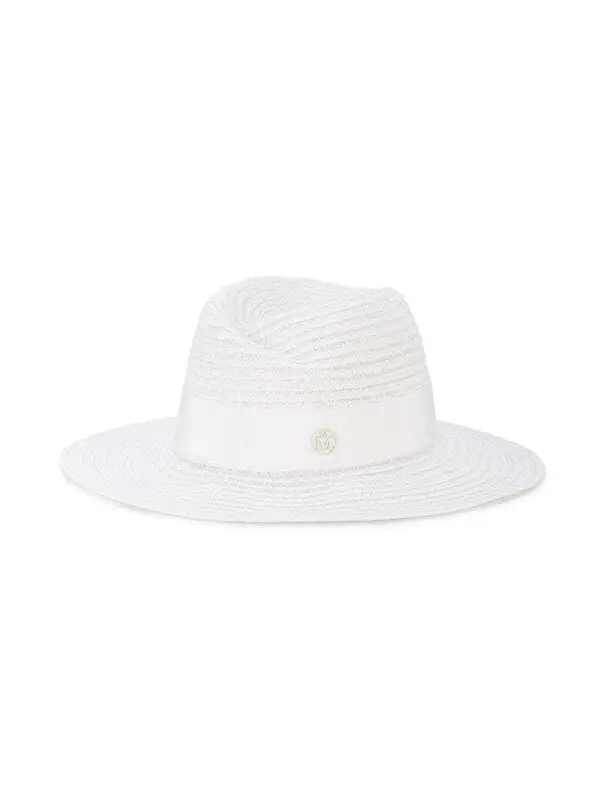 MAISON MICHEL Logo Plaque Virginie Hat - White