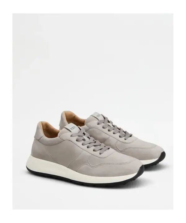 TOD'S Suede Sneakers With Logo Detailing - Grey