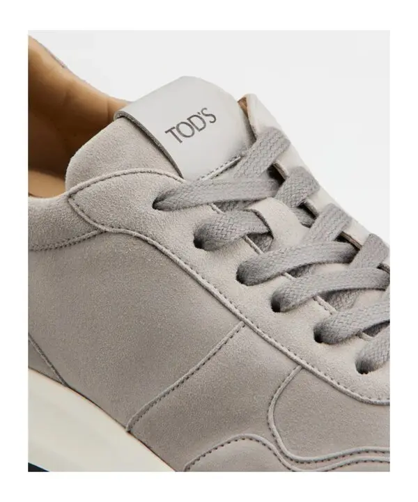 TOD'S Suede Sneakers With Logo Detailing - Grey