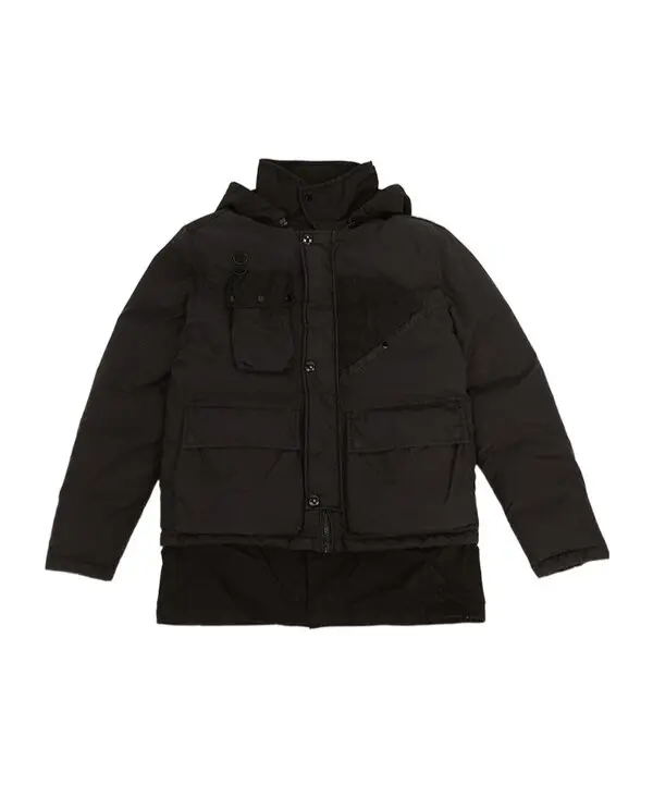 C.P. COMPANY Hooded Down Jacket With Quilted Paneling