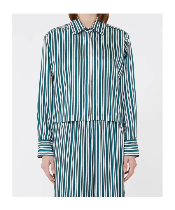 Max Mara Printed Silk Cropped Shirt
